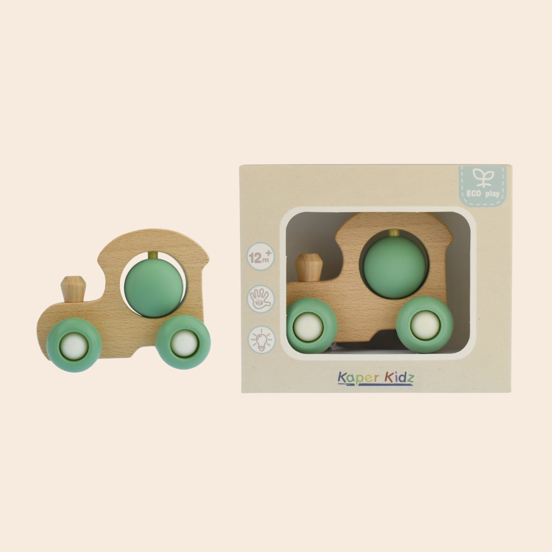 Eleganter Eco Spin Train Toy in Green – Baby Gifts Australia
