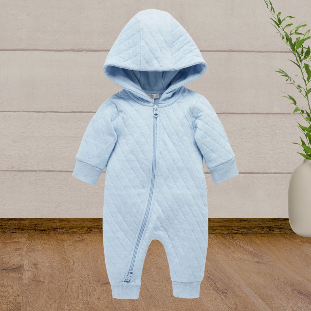 Pure Baby Quilted Growsuit Pale Blue – Baby Gifts Australia